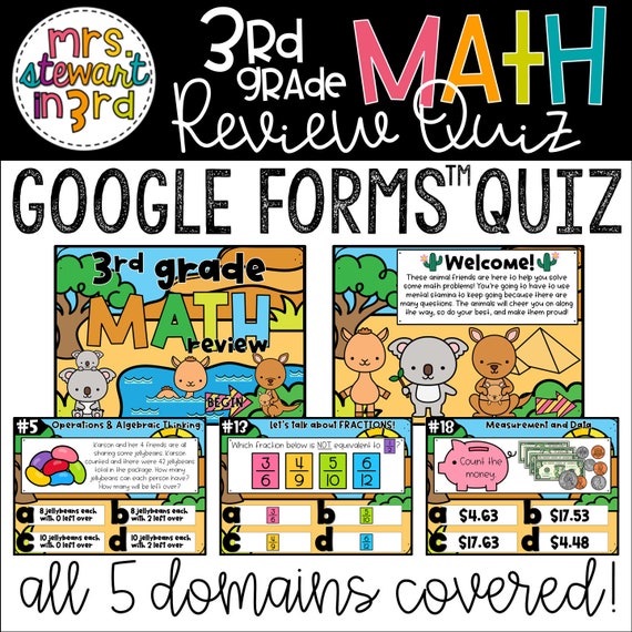 Back to School 3rd Grade Math PRETEST Google Forms™ Quiz All | Etsy