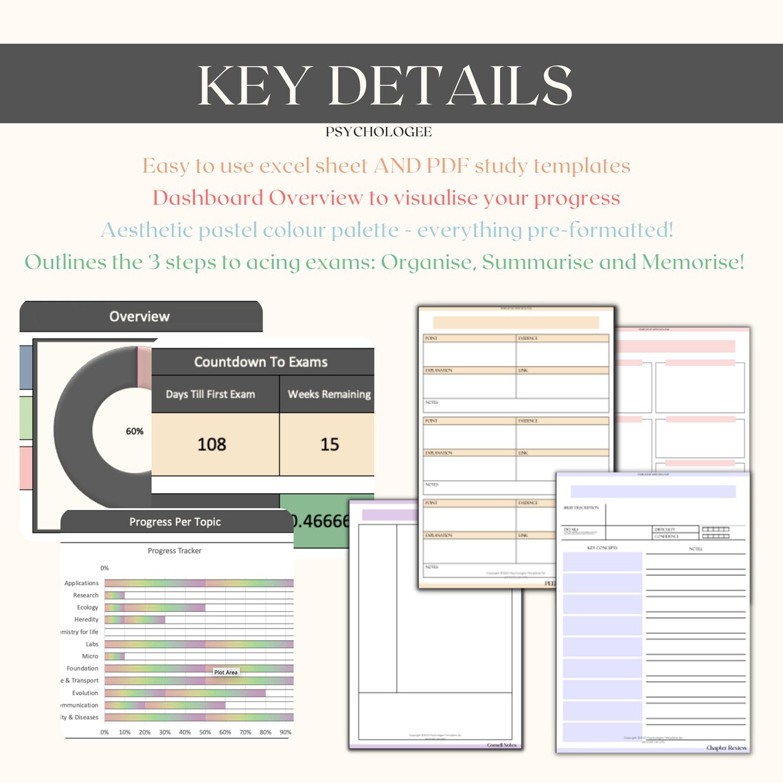 STUDY EXCEL Sheet and Fillable Pdf Study TEMPLATES Exam Cram - Etsy