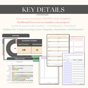 STUDY EXCEL Sheet and Fillable Pdf Study TEMPLATES Exam Cram Revision ...