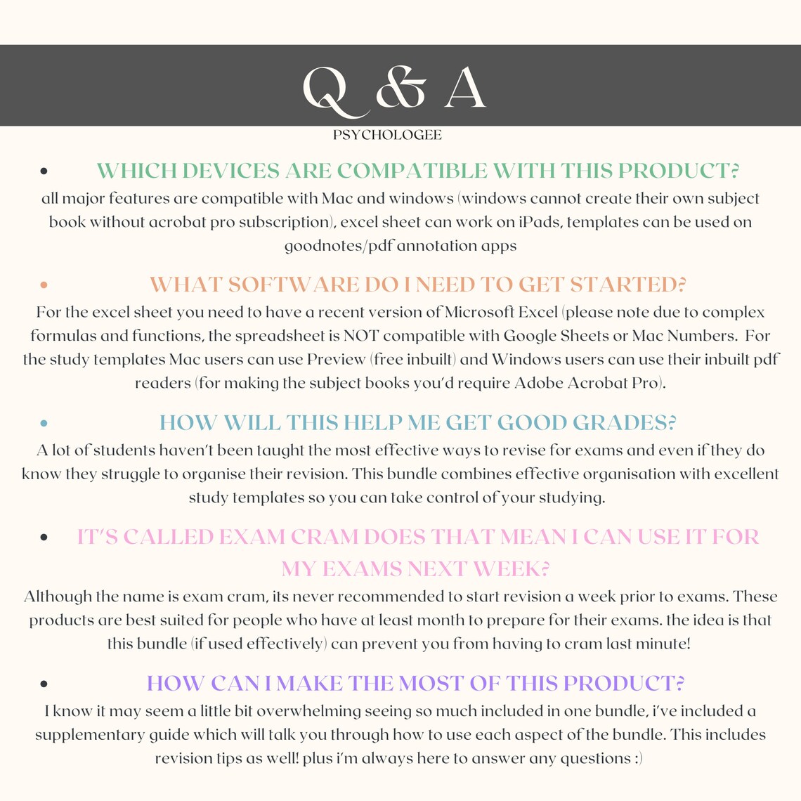 STUDY EXCEL Sheet and Fillable Pdf Study TEMPLATES Exam Cram - Etsy