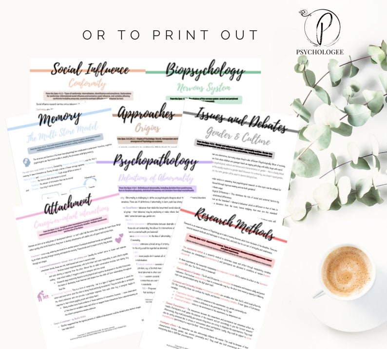 Psychology A Level Revision Notes Bundle for AQA AS Level / Year 1 ...