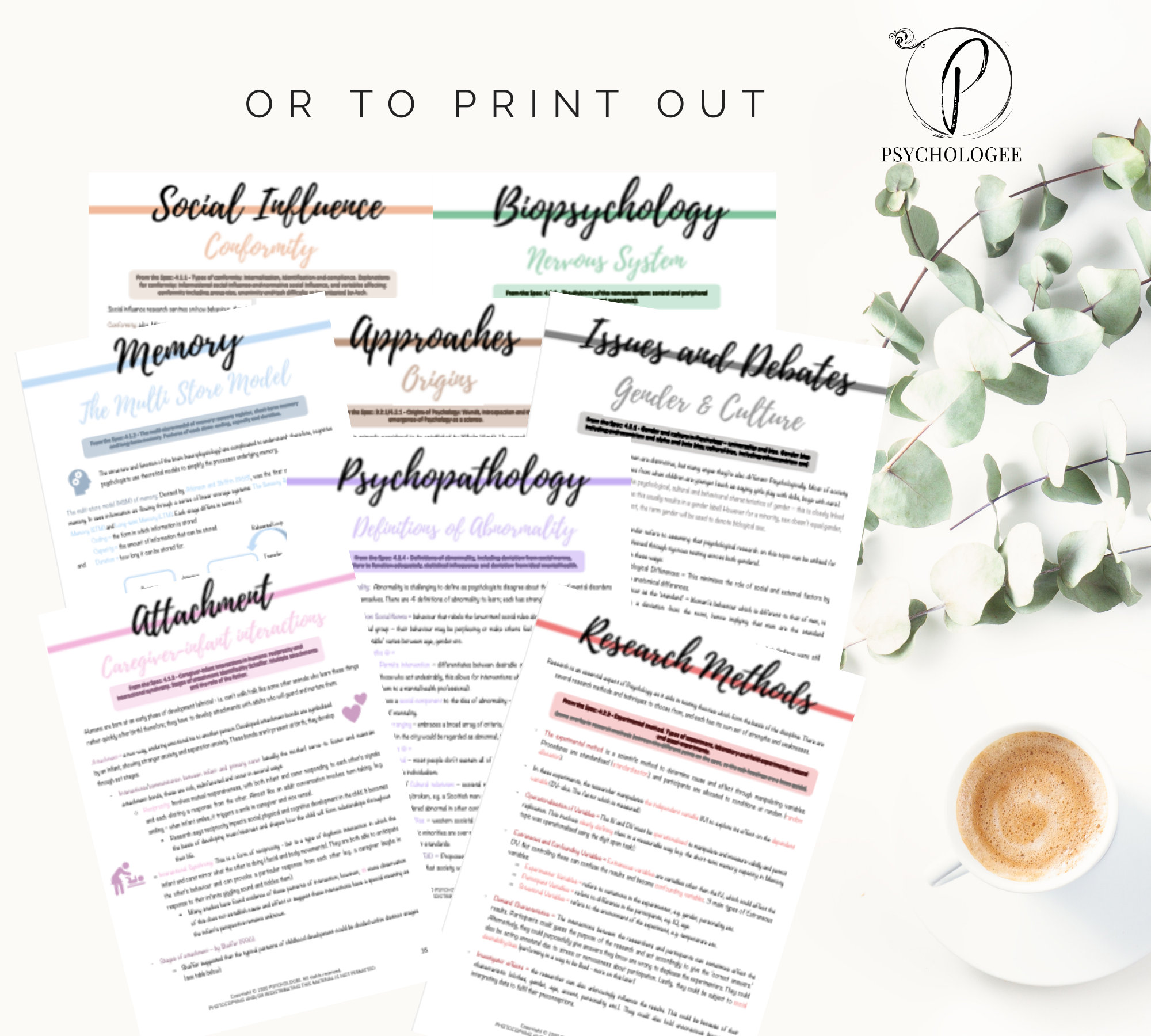 Psychology A Level Revision Notes Bundle for AQA AS Level / Year 1 ...