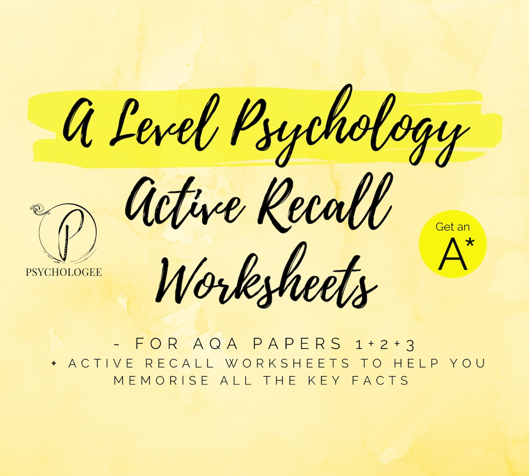 Active Recall Worksheets Psychology A Level Revision AQA A Level Clear ...