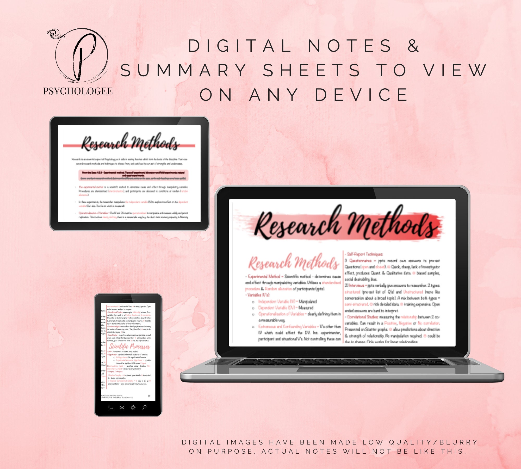 Research Methods Psychology A Level Revision Topic Notes for | Etsy