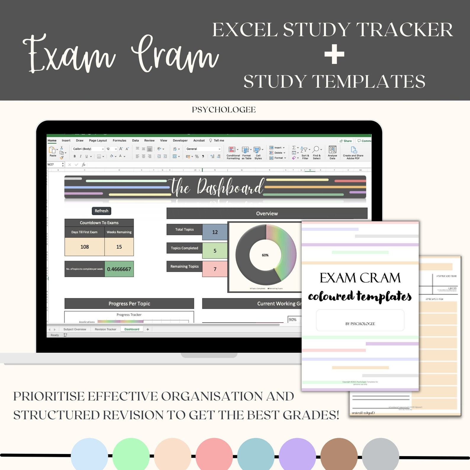 STUDY EXCEL Sheet and Fillable Pdf Study TEMPLATES Exam Cram - Etsy
