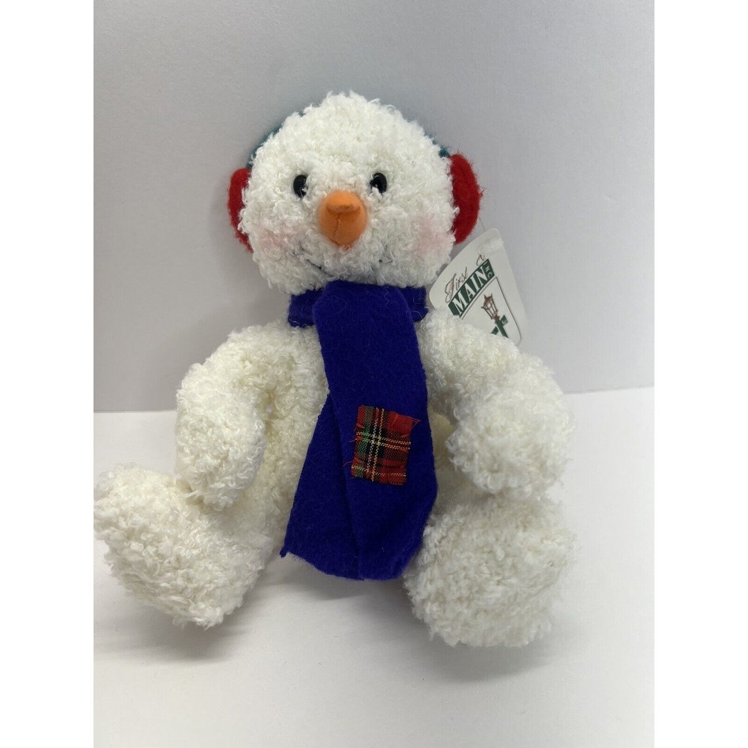 First and Main Christmas Snowman Bean Bag Plush Scarf Earmuffs ...
