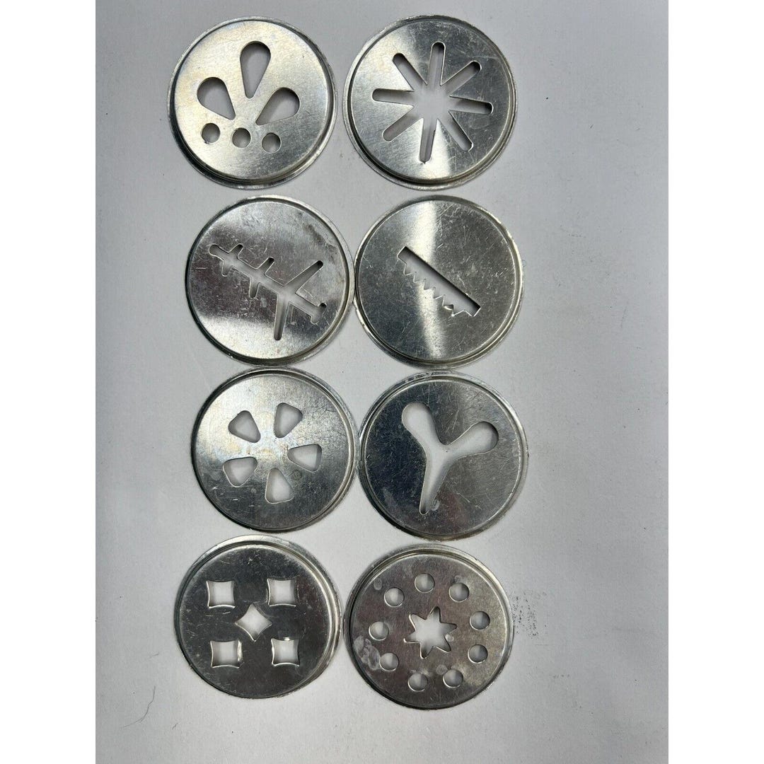 Wilton Spritz Cookie Hand Press Replacement 8 Cookie Design Discs Parts ...