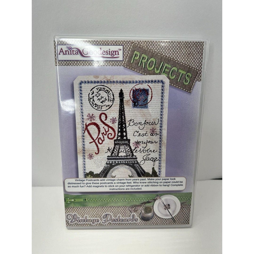 Anita Goodesign Projects Vintage Postcards Embroidery CD 12 Designs ...
