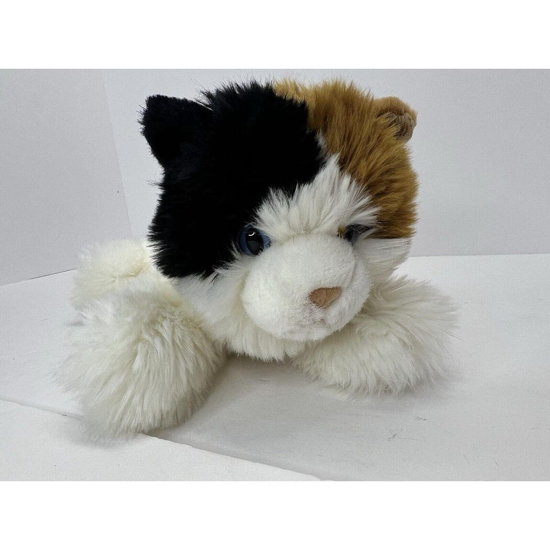 Aurora World Calico Fuzzy Cat Puppet 12 Floppy Laying Stuffed Plush ...
