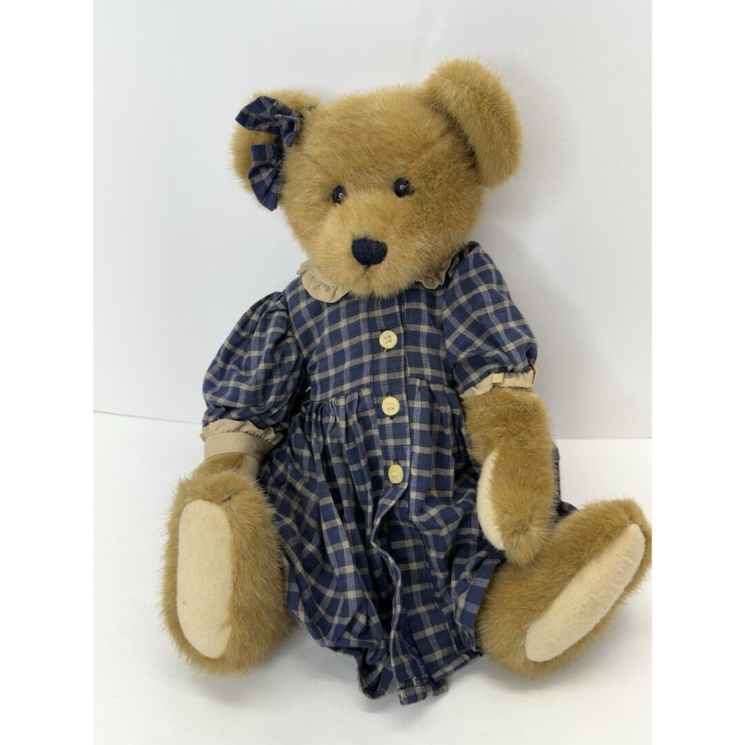 Vintage Boyds Bears Courtney Bear Plush 16" Blue Plaid Dress Jointed - Etsy