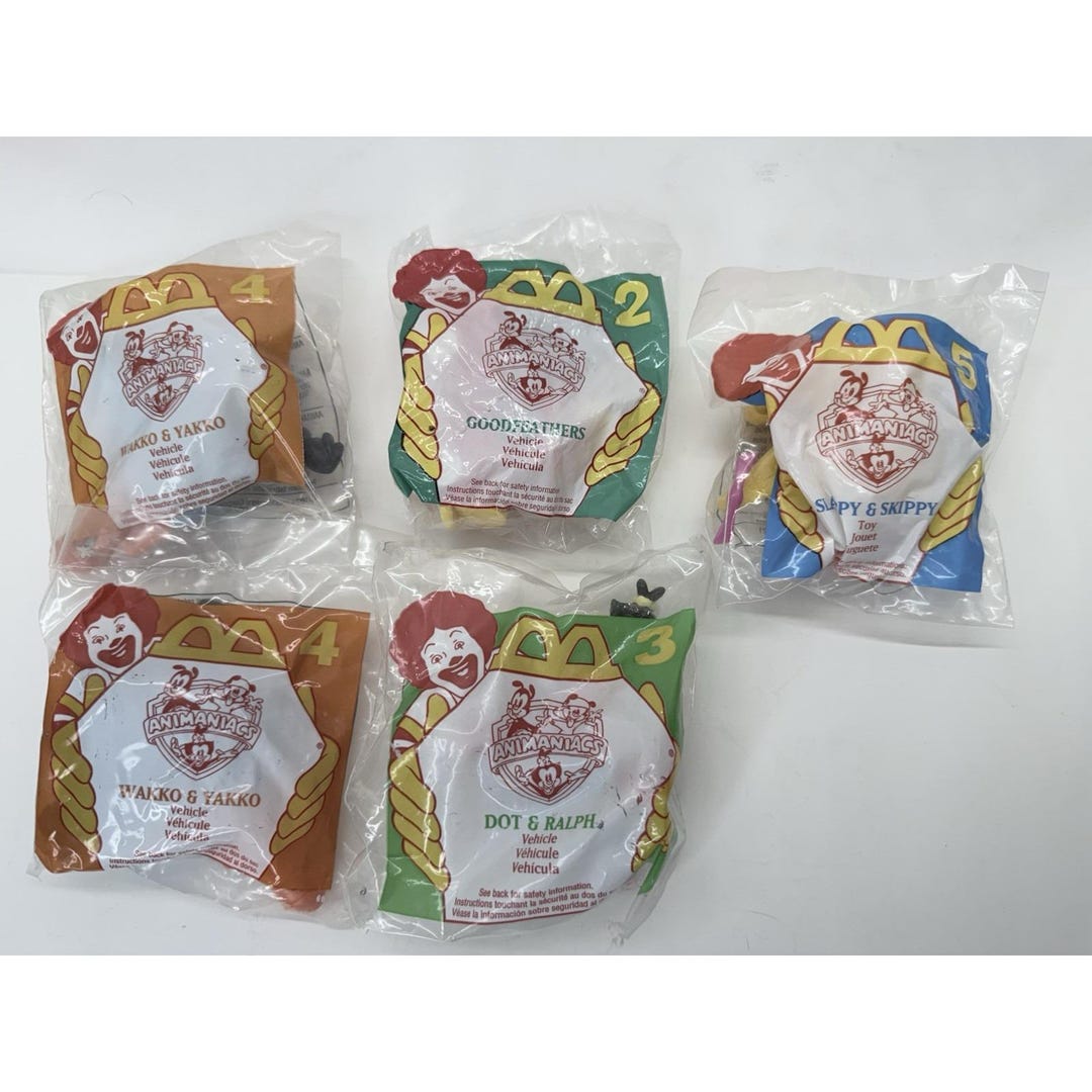 Mcdonald's 1994 Animaniacs Happy Meal Toys Set of 5 Sealed Fast Food ...