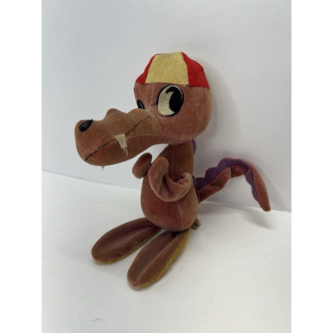 1967 Kamar Japan Purple Dragon With Hat Velour Plush Stuffed Animal ...