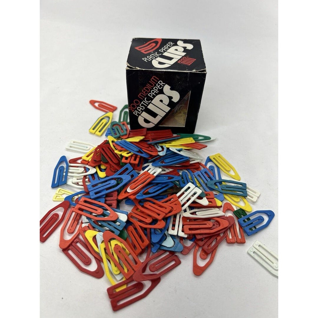 Vintage ACCO Plastic Paper Clips 150 Count Colorful Nostalgic Made in ...