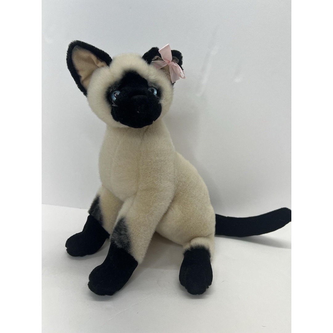 Vintage Siamese Cat Plush Stuffed Animal A&A 11 Inch Blue Eyes Stuffed ...