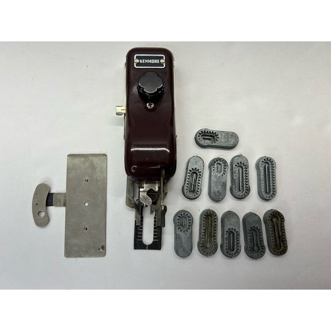 Vintage Brown Kenmore Buttonholer Sewing Machine Attachment With 10 ...