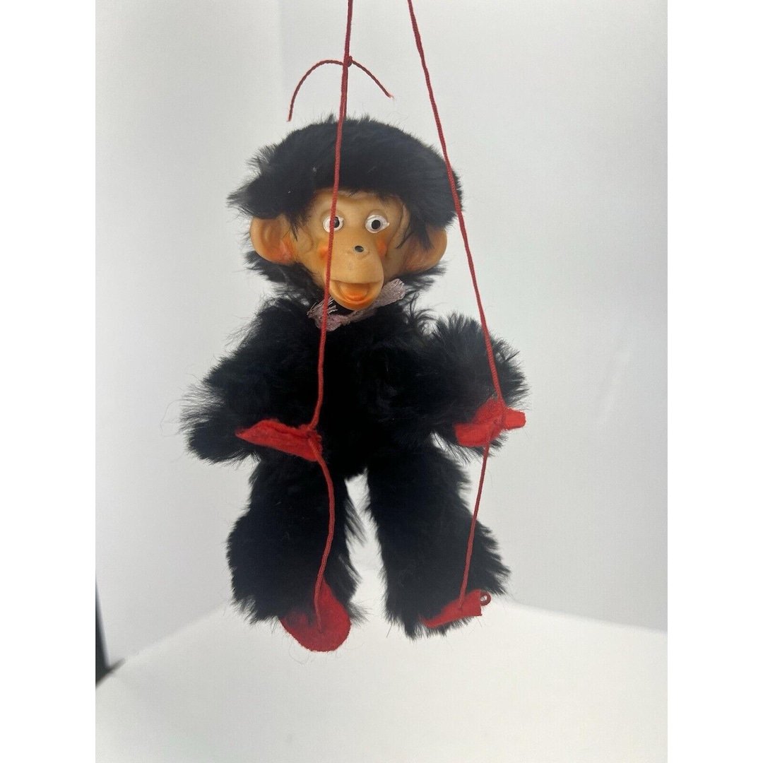 Vintage 1960s Rubber Face Monkey Marionette String Puppet Doll Black ...