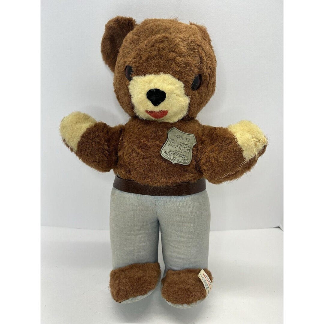 Vintage 60's Smokey the Bear Ranger Ideal Teddy Bear Plush Doll 14 Inch ...