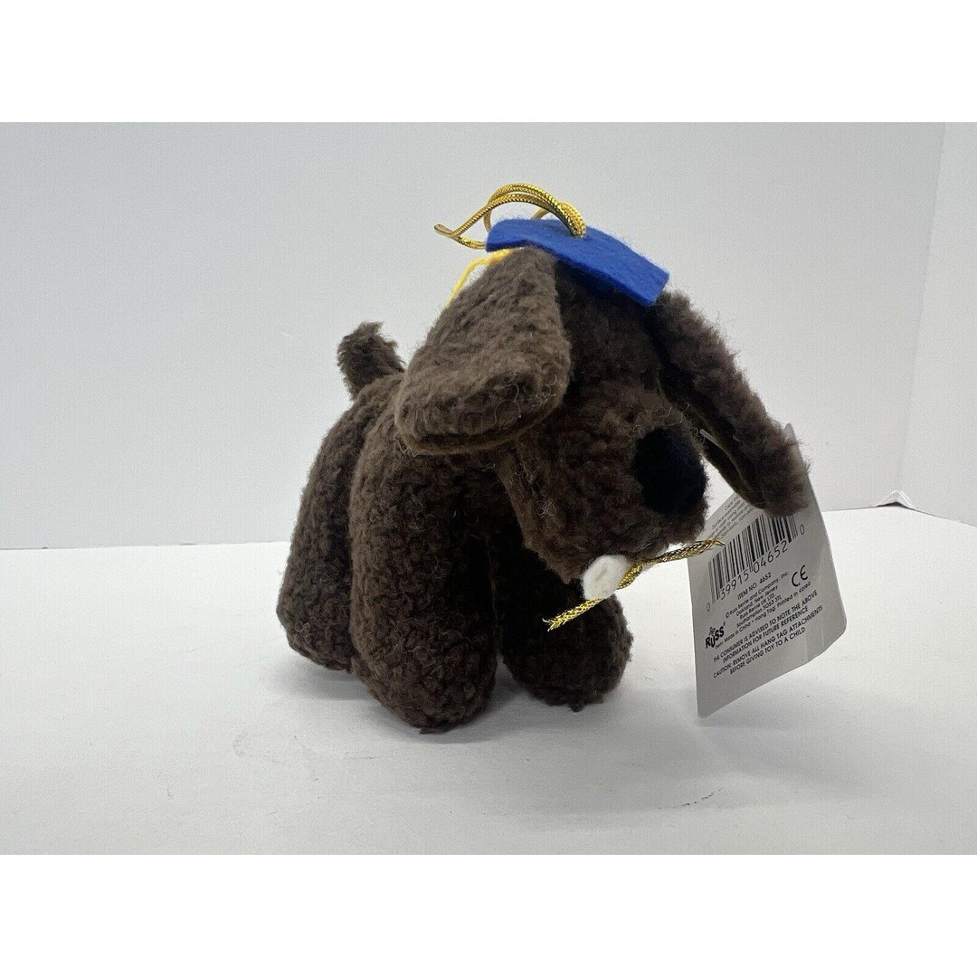 Russ Berrie Dexter Brown Dog Blue Ribbon Graduation Cap Diploma Plush 5 ...