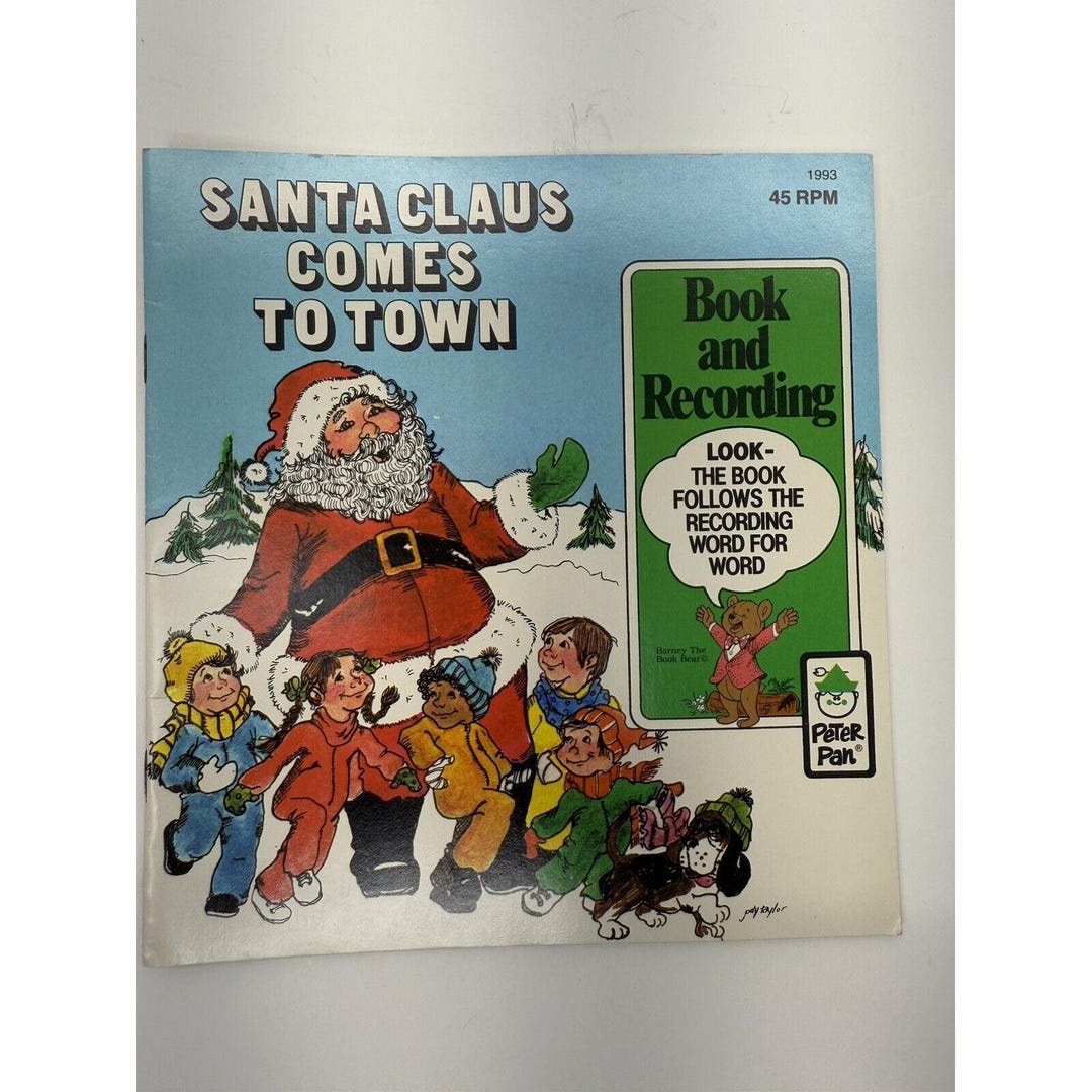 Vintage Santa Claus Comes to Town Christmas 7” 45 Peter Pan Book Only ...
