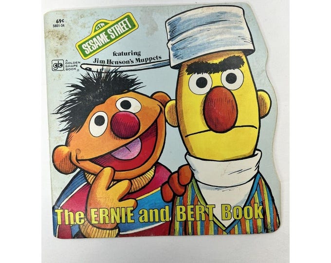 Vintage 1981 Sesame Street "the Ernie and Bert Book" Golden Shape Book ...