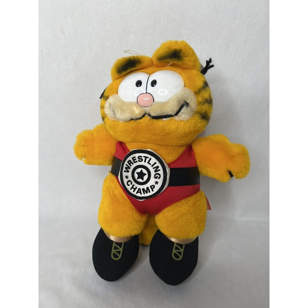 Vintage 1981 Dakin Garfield Wrestler Plush Wrestling Champ Belt 10 With ...