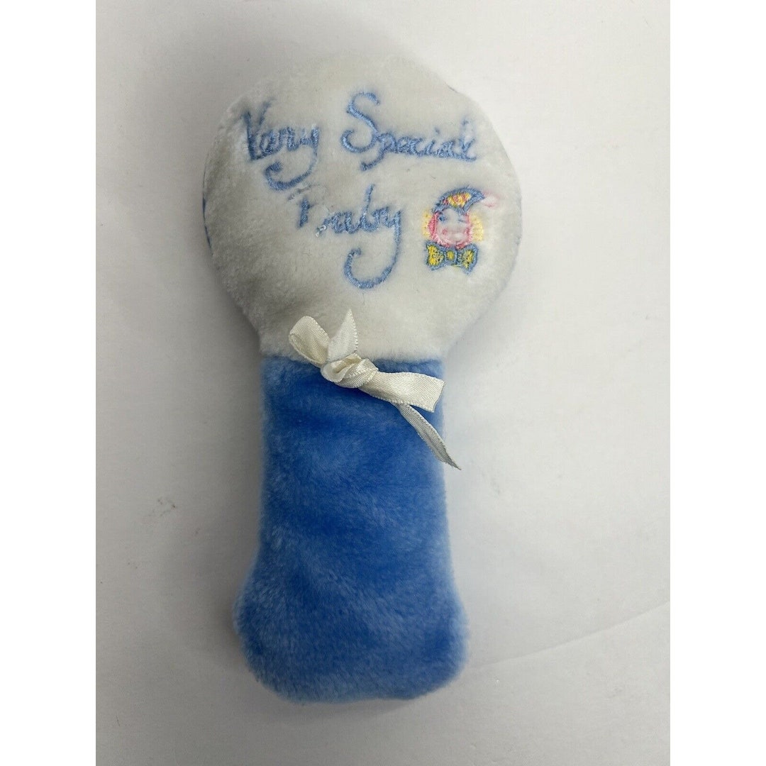 Plush Rattle Very Special Baby Clown Blue Bow Vintage Toy Lovey Soft 7 ...