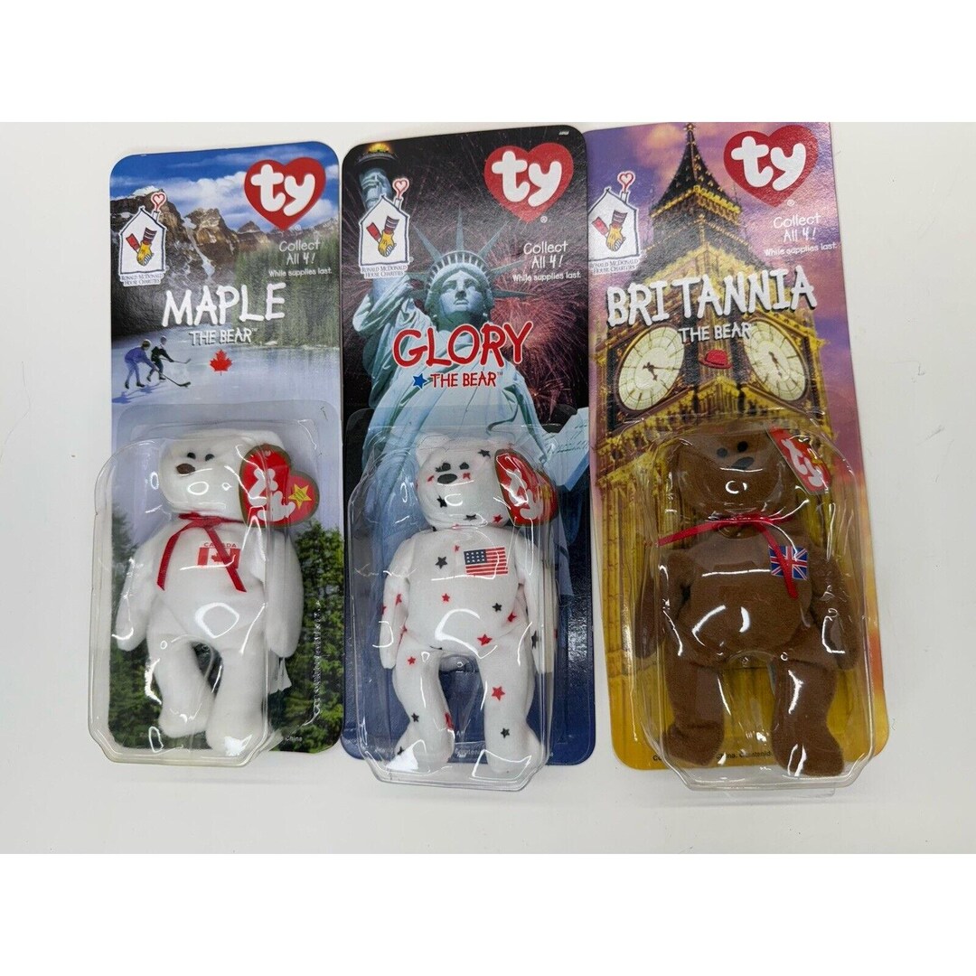 Ty Teenie Beanie Babies Glory, Maple, and Britannia Bears 1999 Mcdonald ...