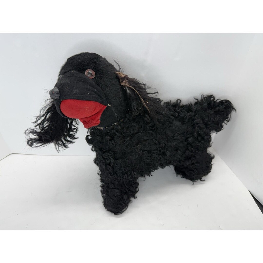 Antique Vintage Jointed Head Curly Black Hair Spaniel Dog Plush Early ...