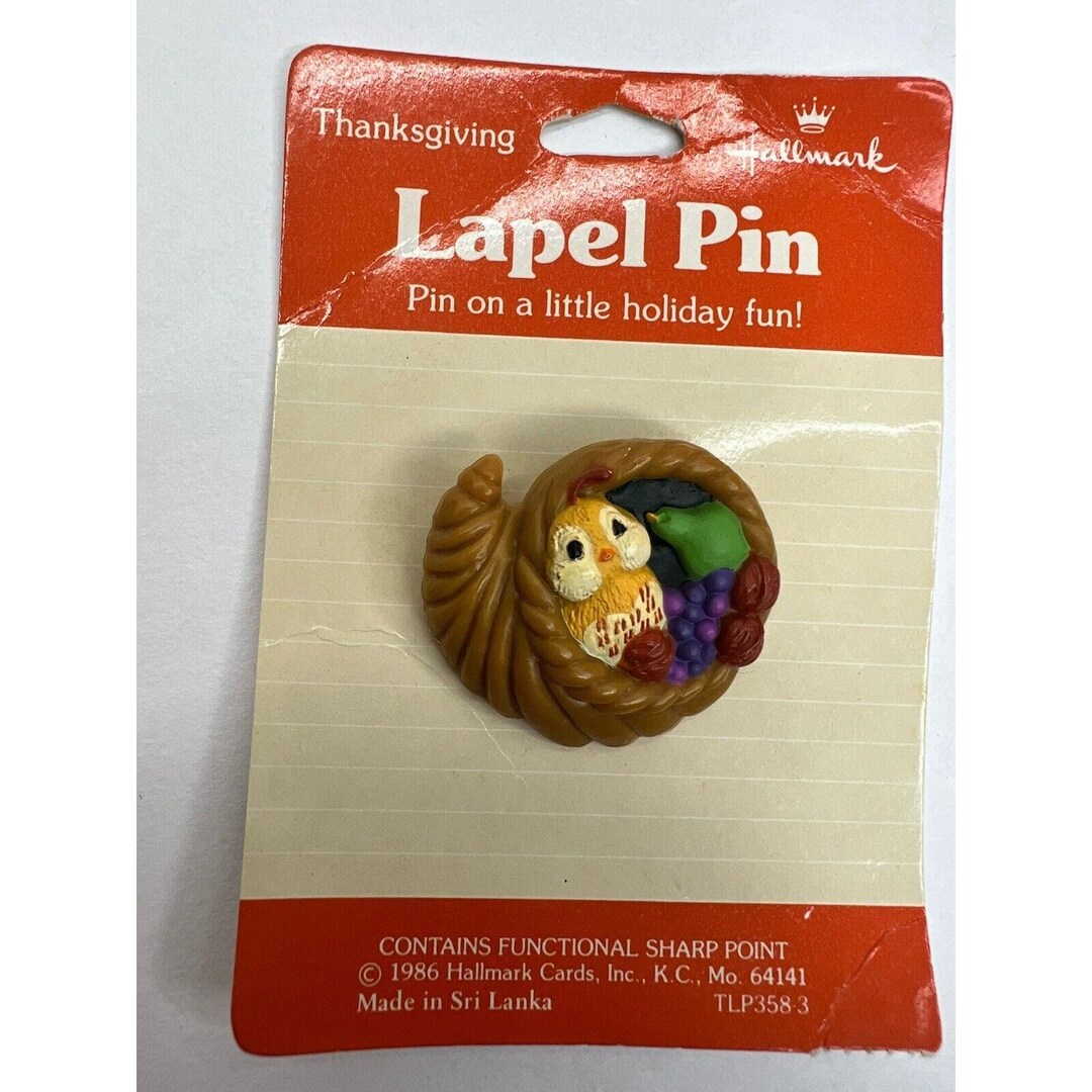 Vintage Hallmark Horn of Plenty Cornucopia Quail Lapel Pin Thanksgiving ...