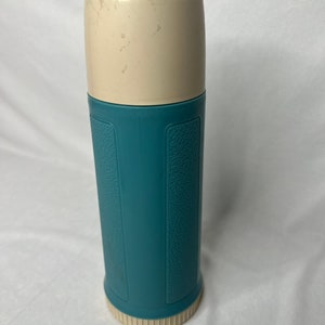 Vintage Thermos Teal Blue and Beige Retro Pint Size Travel Thermos ...
