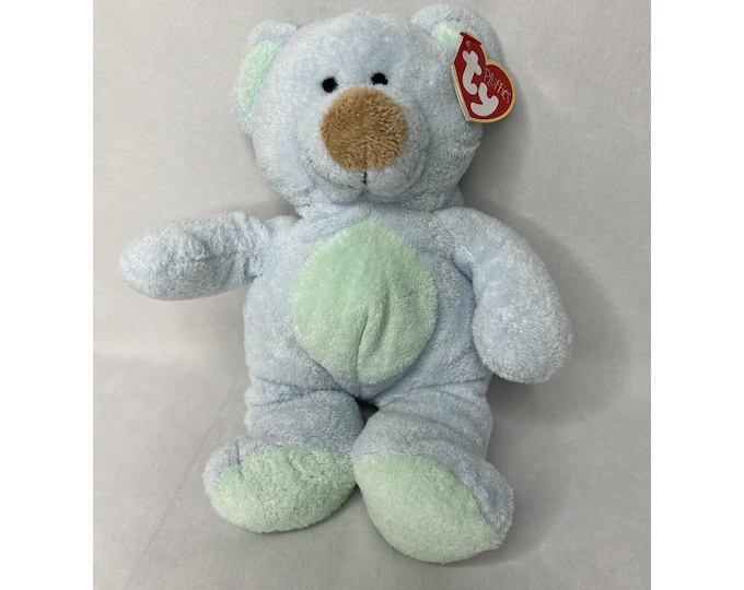 TY Pluffies 2002 Bluebeary Bear Cub Blue Blueberry Brown Stuffed Animal ...