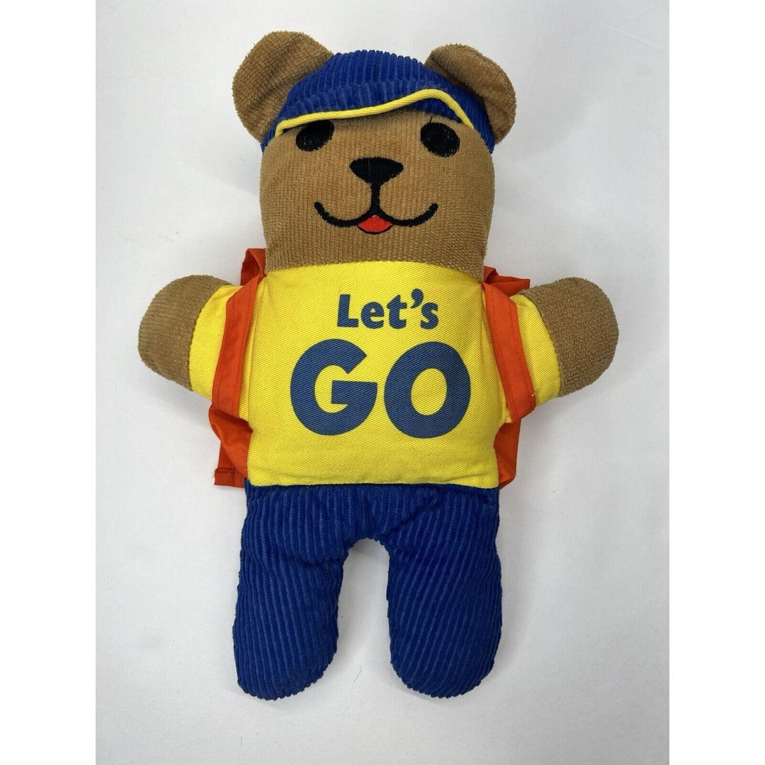 Vintage Johnson & Johnson Lets Go Backpack Bear Stuffed Plush READ 12 ...