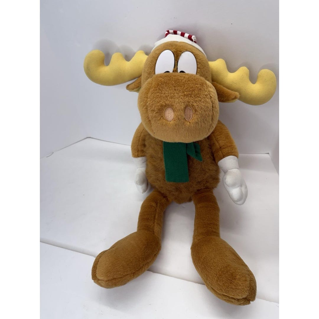 Vintage Bullwinkle Moose Plush Christmas Rocky and Bullwinkle 1996 23 ...