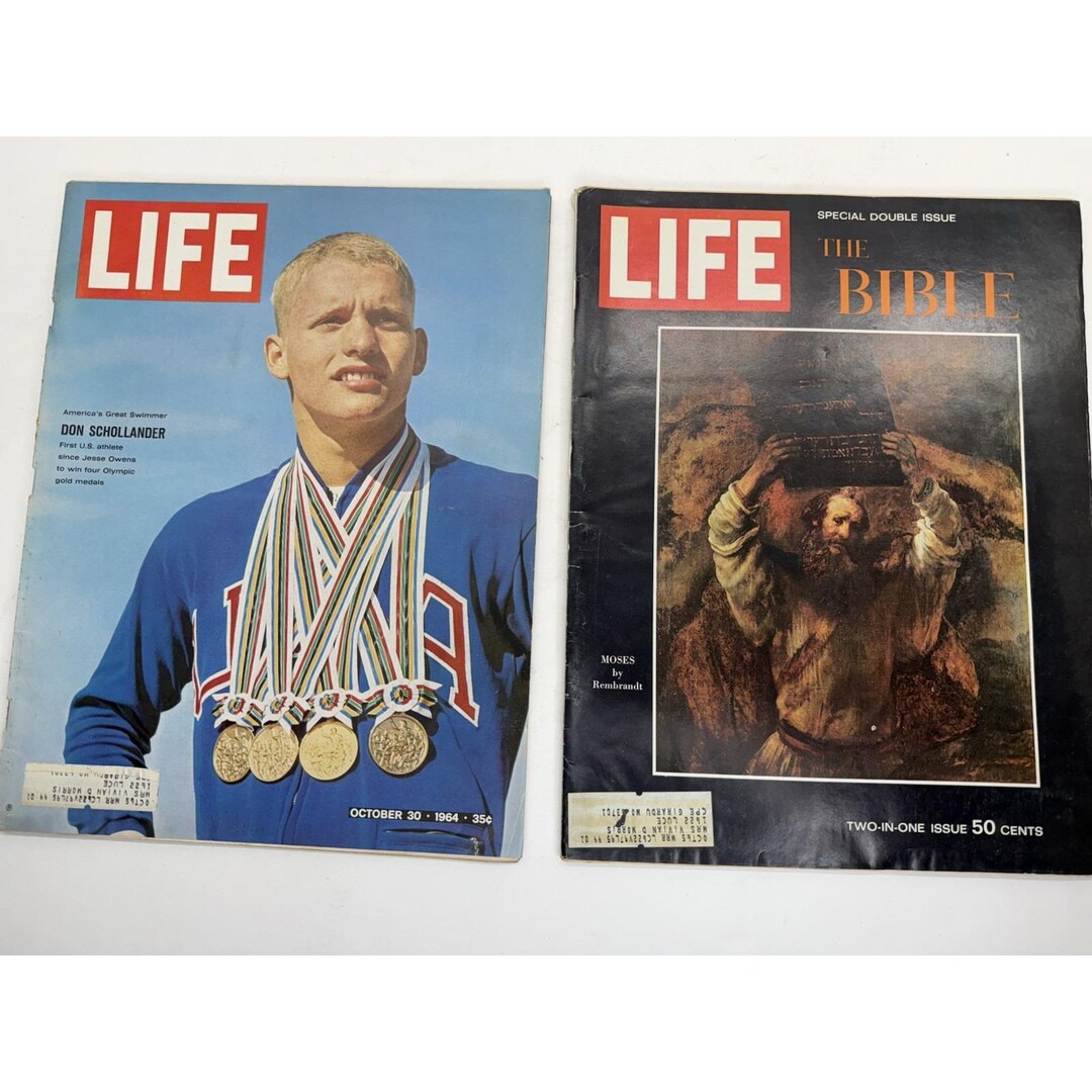 2 Vintage Life Magazines Ads History Bible Political October December ...