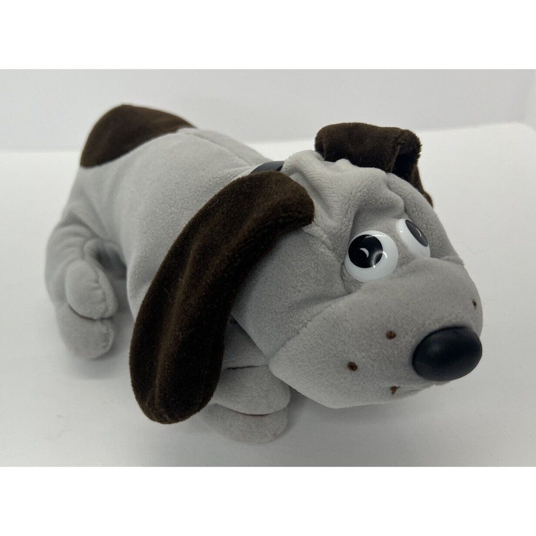 Vintage Grey Puppy Dog With Collar Plush Stuffed Animal Small Plushie ...