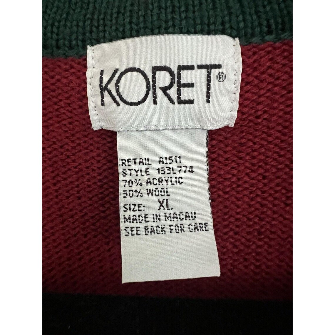 Koret Vintage Wool Blend Women’s Red Multi Paisley Cardigan Sweater ...