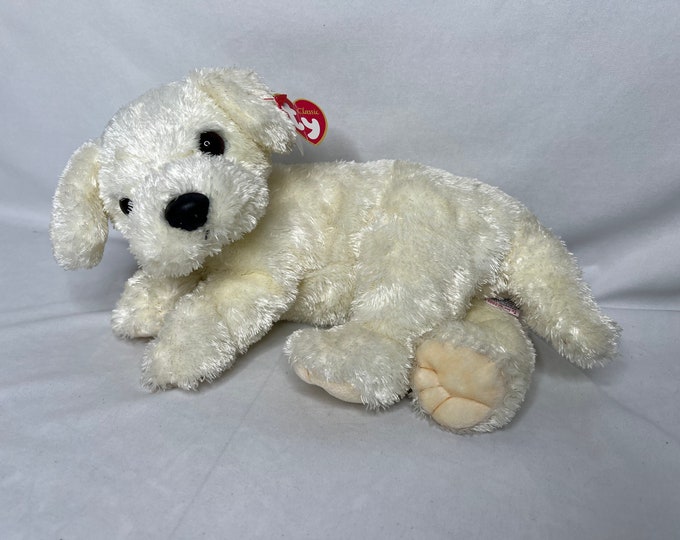 Vintage Ty Classic 12 White Floppy Dog Plush Named Tidbit. Tag Damage ...