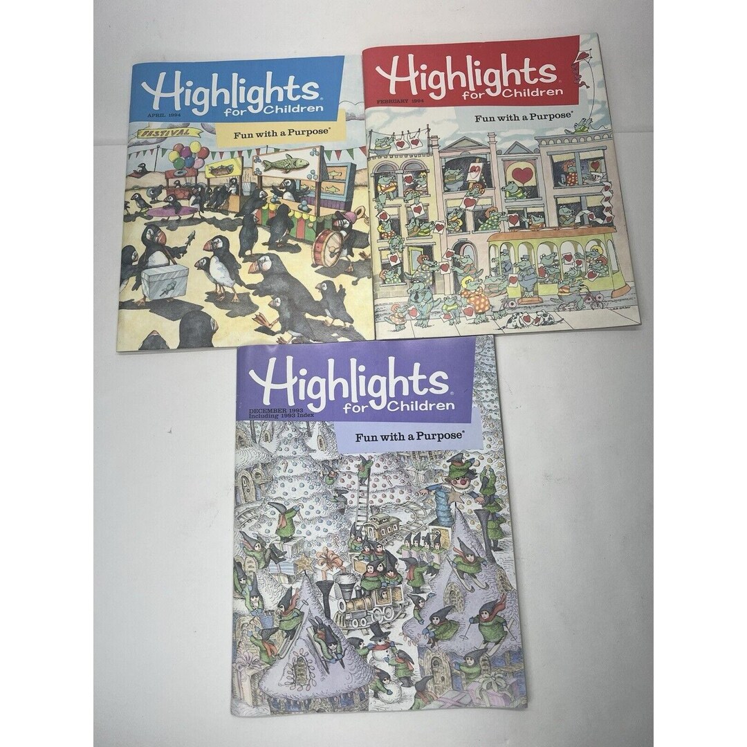 Vintage Lot of 3 Highlights Magazine December 1993, February 1994 ...