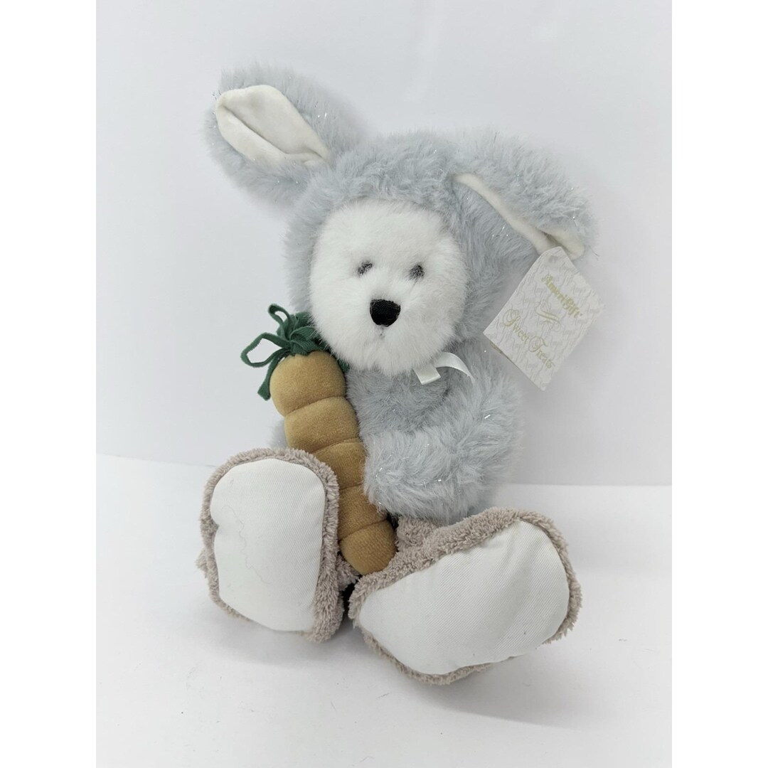 PBC Easter Plush Bear as Bunny Stuffed Animal Blue Outfit With Carrot ...