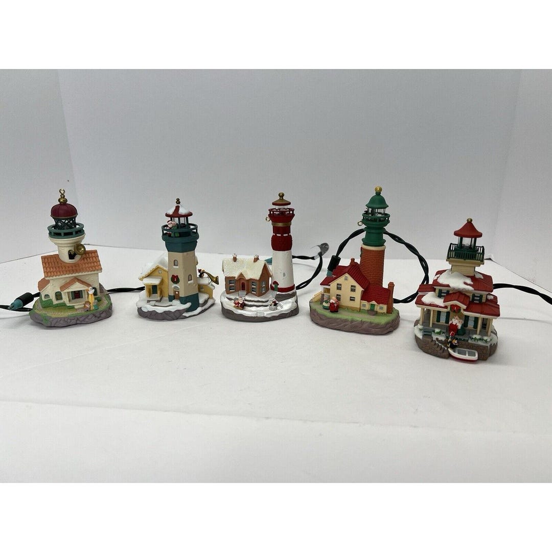 Hallmark Lighthouse Greetings Lot of 5 Ornaments 1998 1999 2000 2001 ...