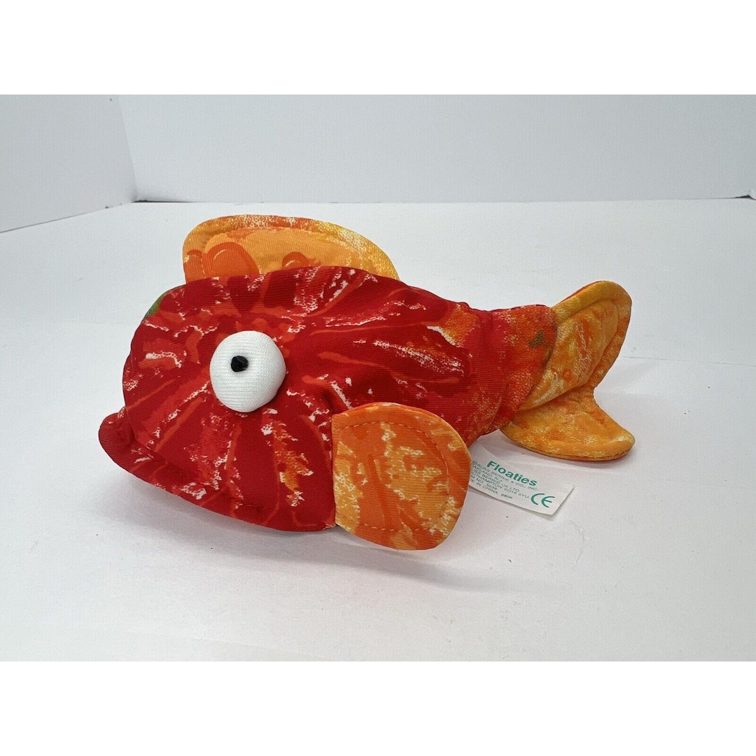 Floaties by Russ Baby Red Orange Tye Dye Fish 5" Plush Stuffed Bath Toy ...
