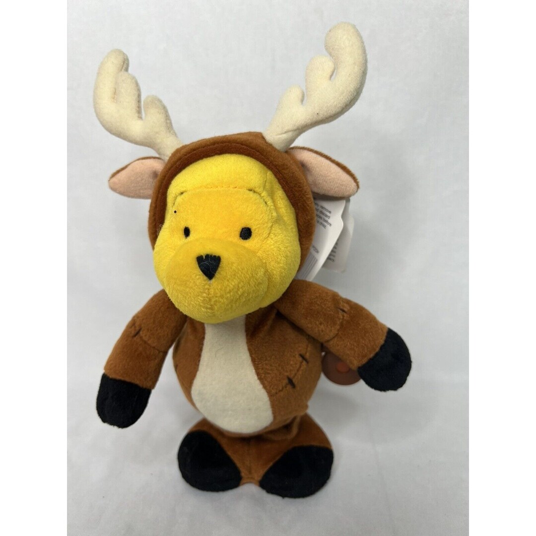 Vintage Walt Disney World Christmas Winnie Pooh Reindeer Wind up "hop ...