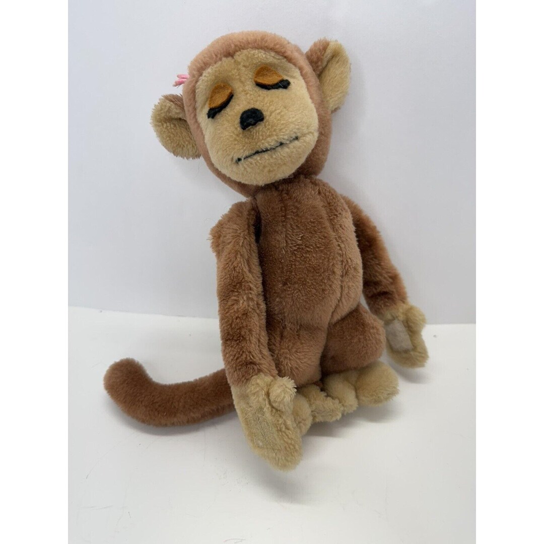 Vintage Dakin Monkey Plush Stuffed Animal Hugging Girl Monkey ...