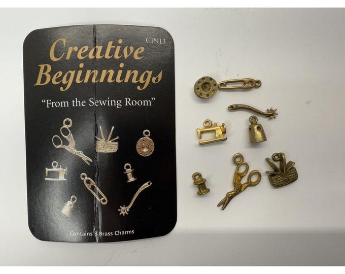 Creative Beginnings Brass Charms (7) Assortment From the Sewing Room ...