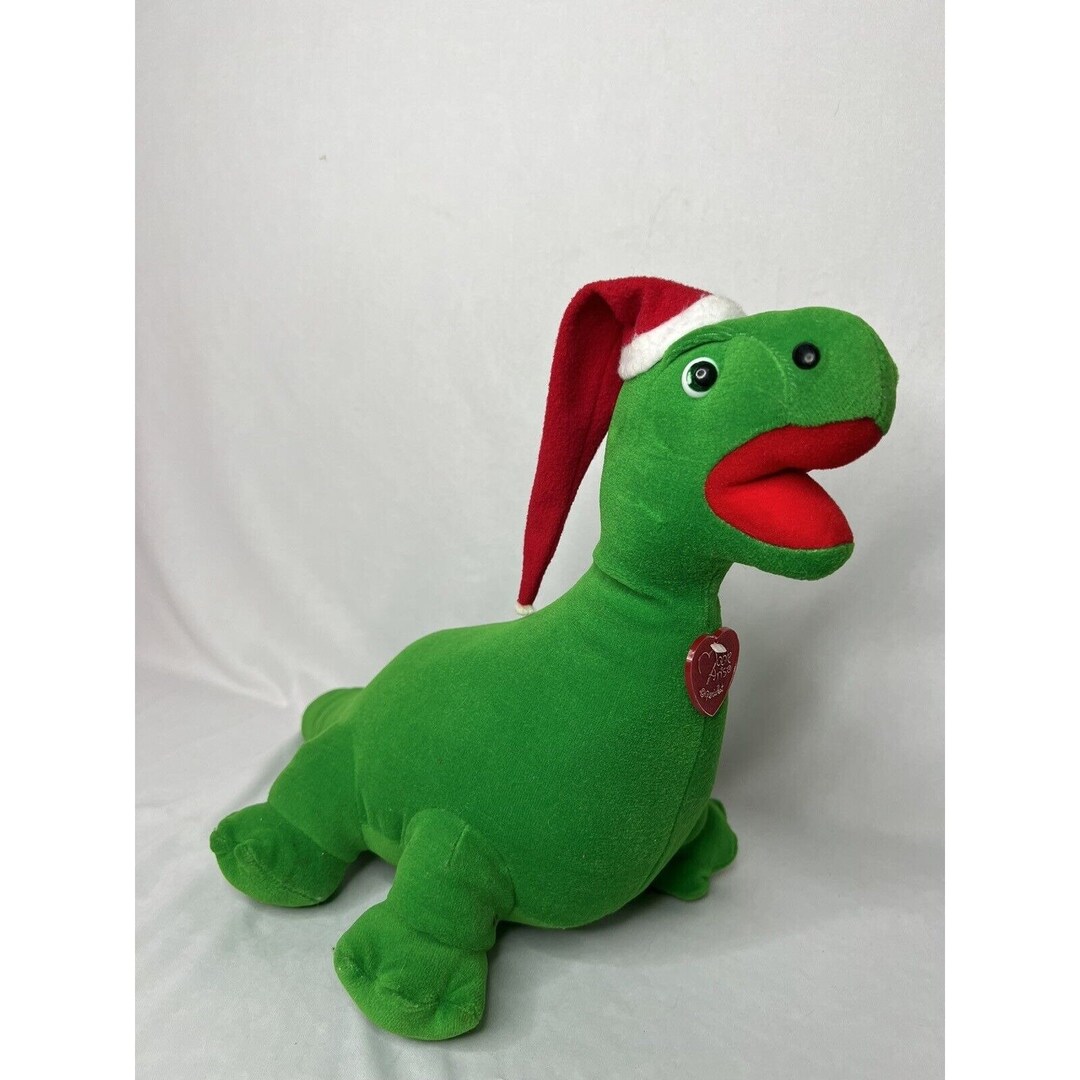 Santasaurus Plush Green Dinosaur Santa Claus Hat 12 Inch Peridot Noble ...