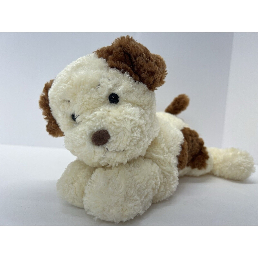 Aurora Puppy Dog Floppy Plush Brown Cream 12" Beanie Bottom Stuffed ...
