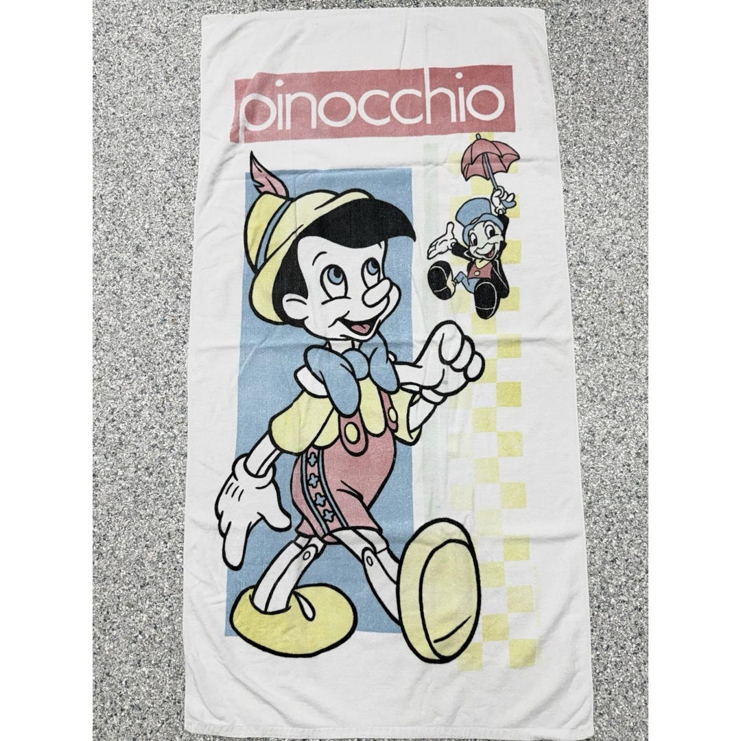 Vintage 80s Disney Pinocchio Beach Towel Franco 27.5" X 53" - Etsy