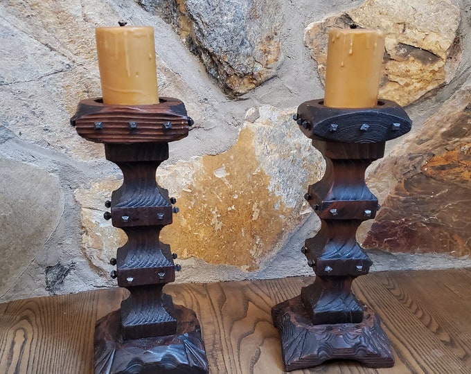 Tall Spanish Pillar Candlestick Holders sold Individually Rustic/gothic ...