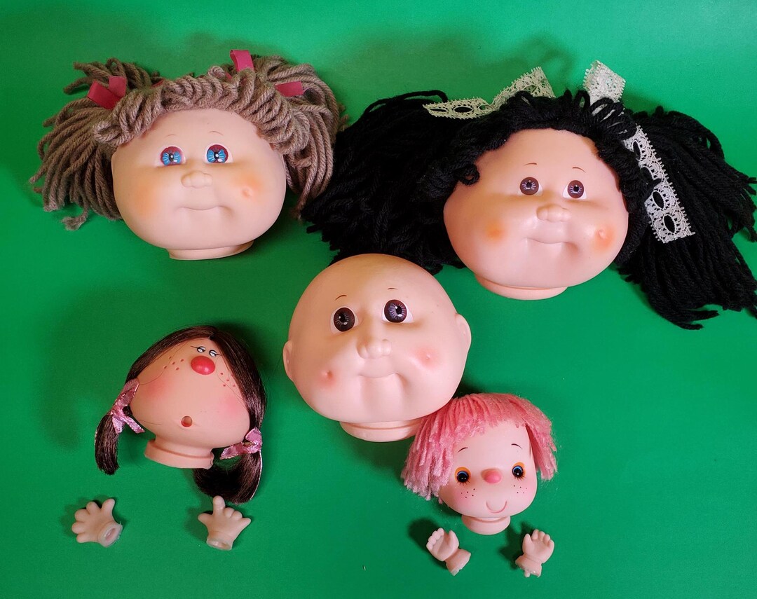 Set of Cabbage Patch Kids Craft Heads for Doll Making: Vinyl Heads Yarn ...