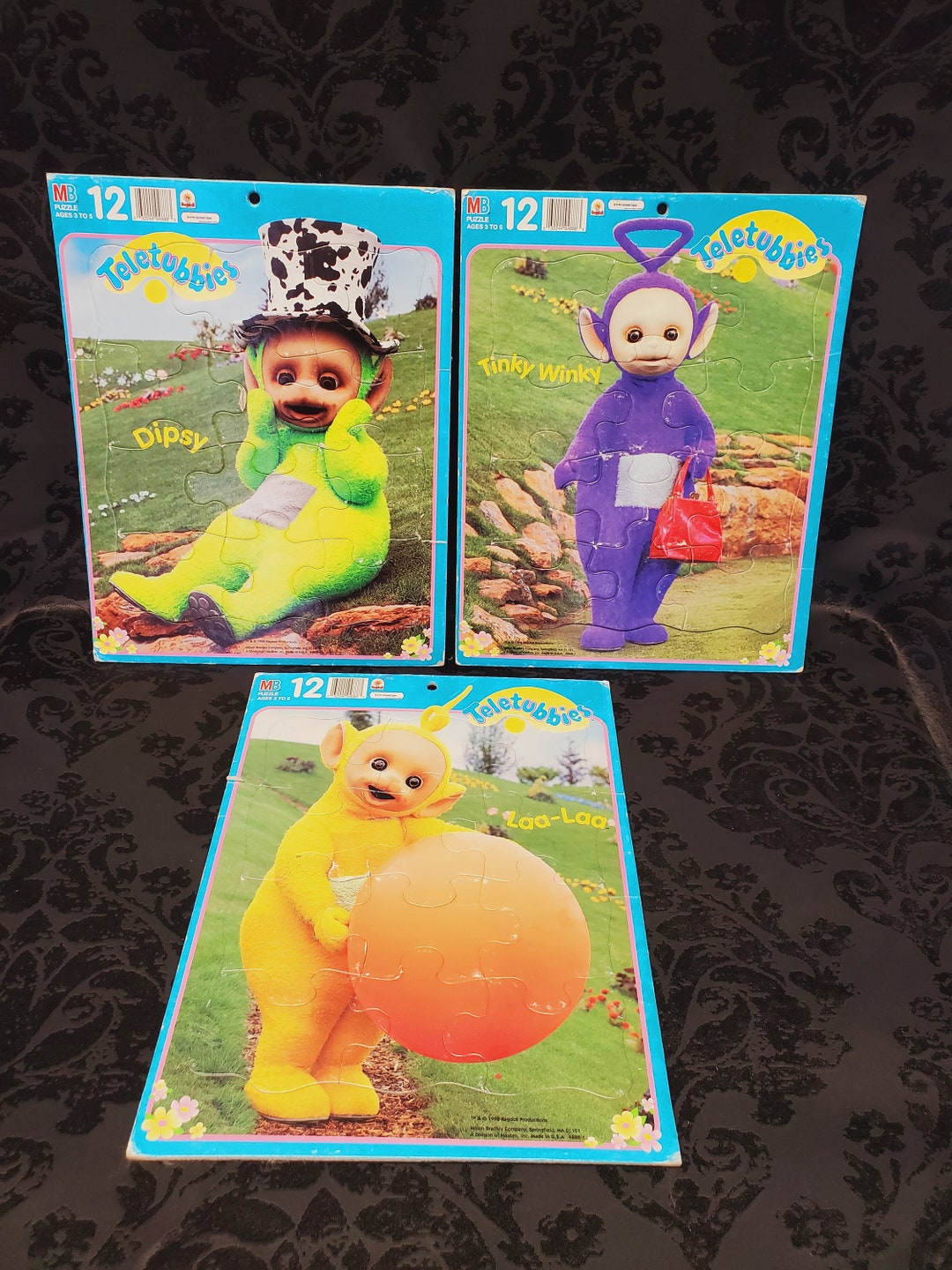 Set of 3 MB Oversized 12 Pcs Cardboard Tray Puzzles 1998 Teletubbies by ...